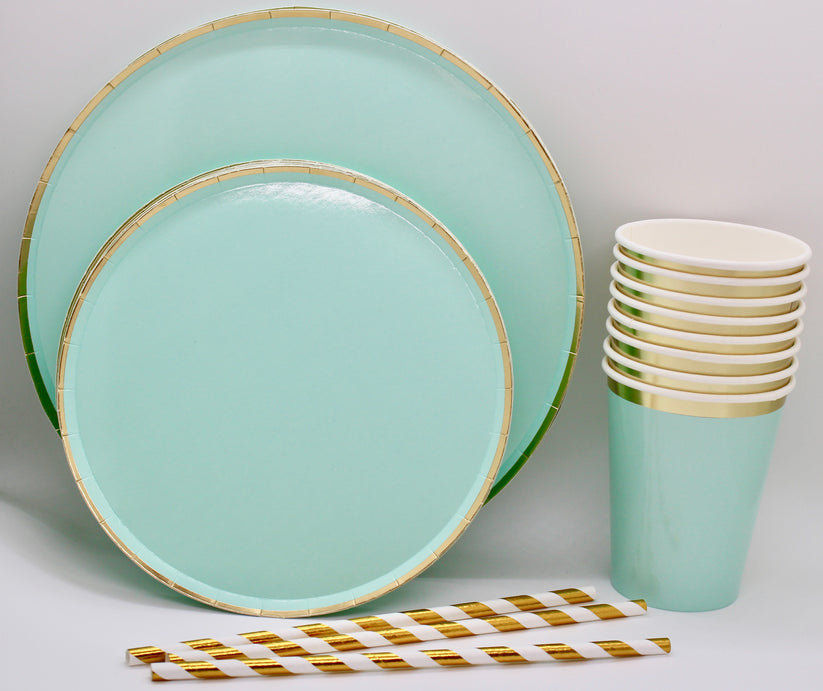 Mint Green Paper Plate Set - 69 pieces! – YourPartyBox.com