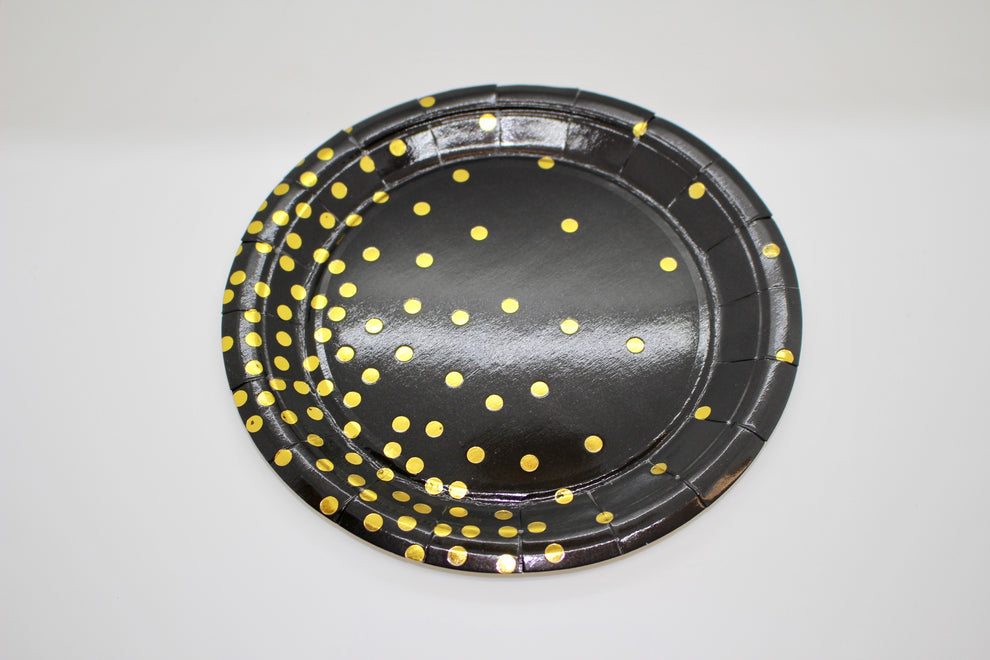 Black & Gold Confetti Plate Set – YourPartyBox.com